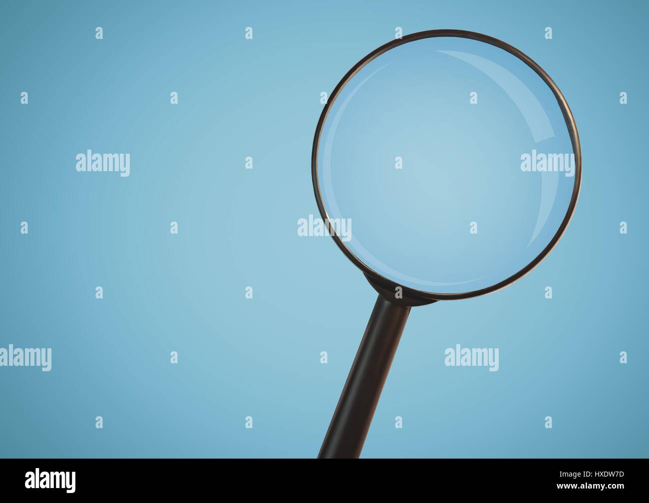 Digital composite of 3D Magnifying glass against blue background Stock ...