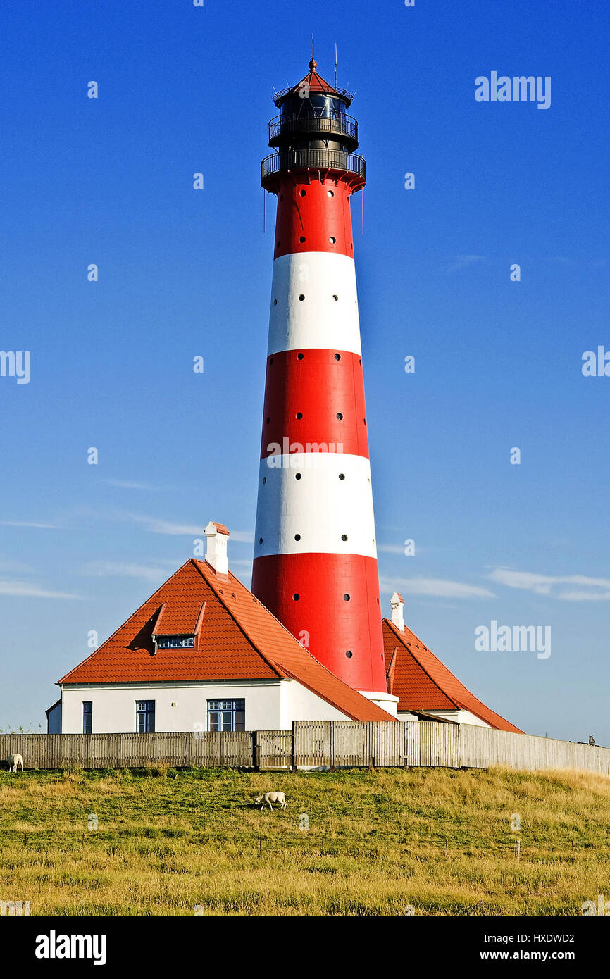 Lighthouse Westerhever, Leuchtturm Westerhever Stock Photo - Alamy