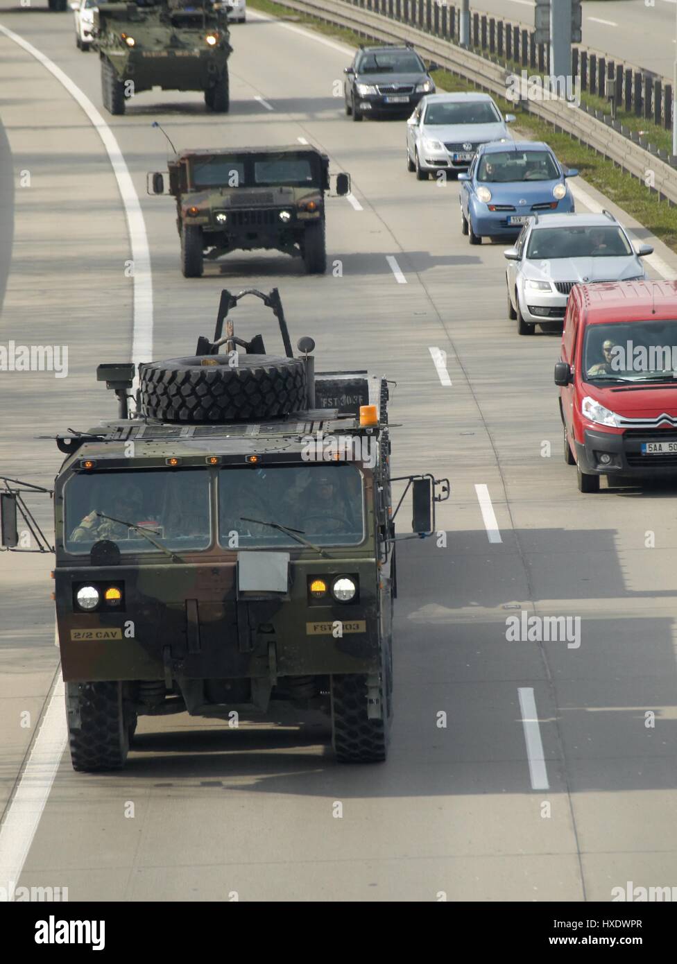 U.S.-British military convoy, soldiers, military technology Stock Photo ...
