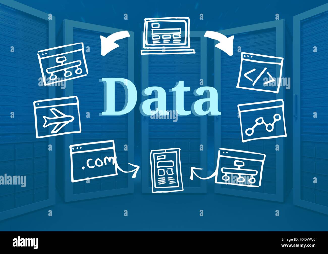 Digital composite of Data text with drawings graphics Stock Photo - Alamy