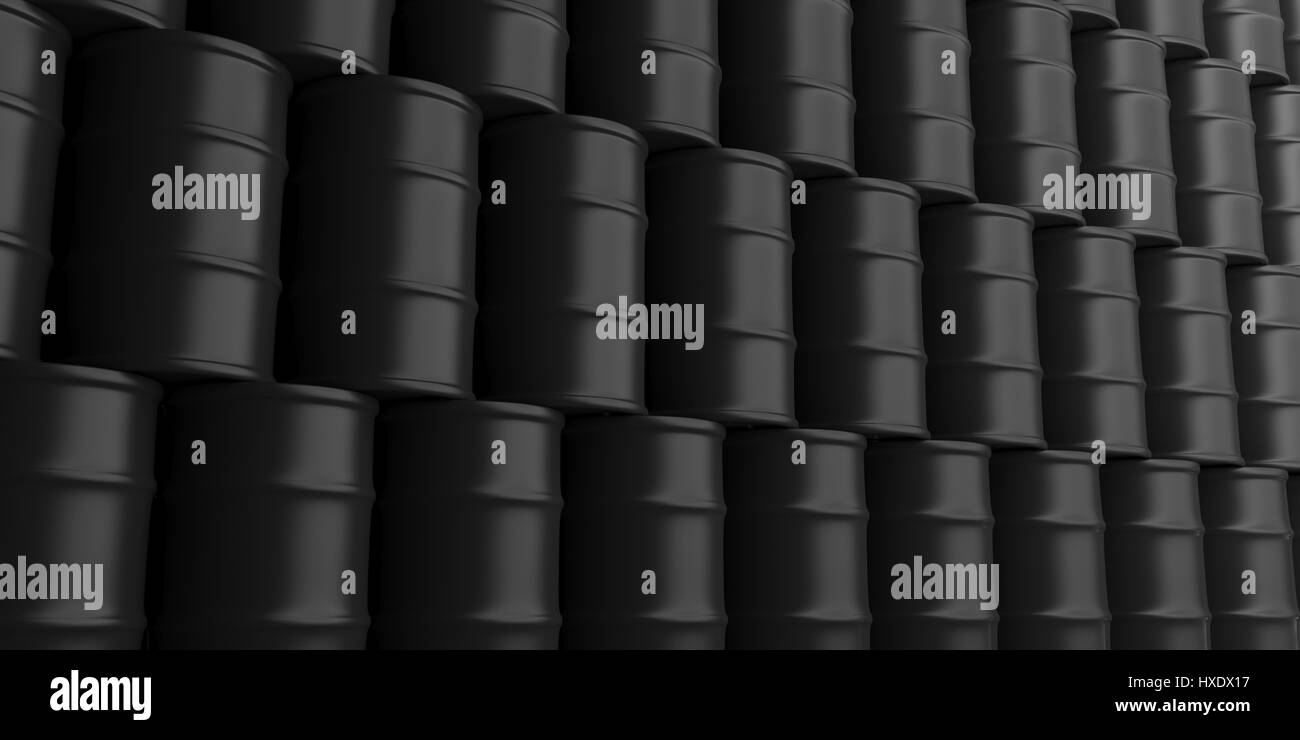Black oil barrels stack background. 3d illustration Stock Photo - Alamy