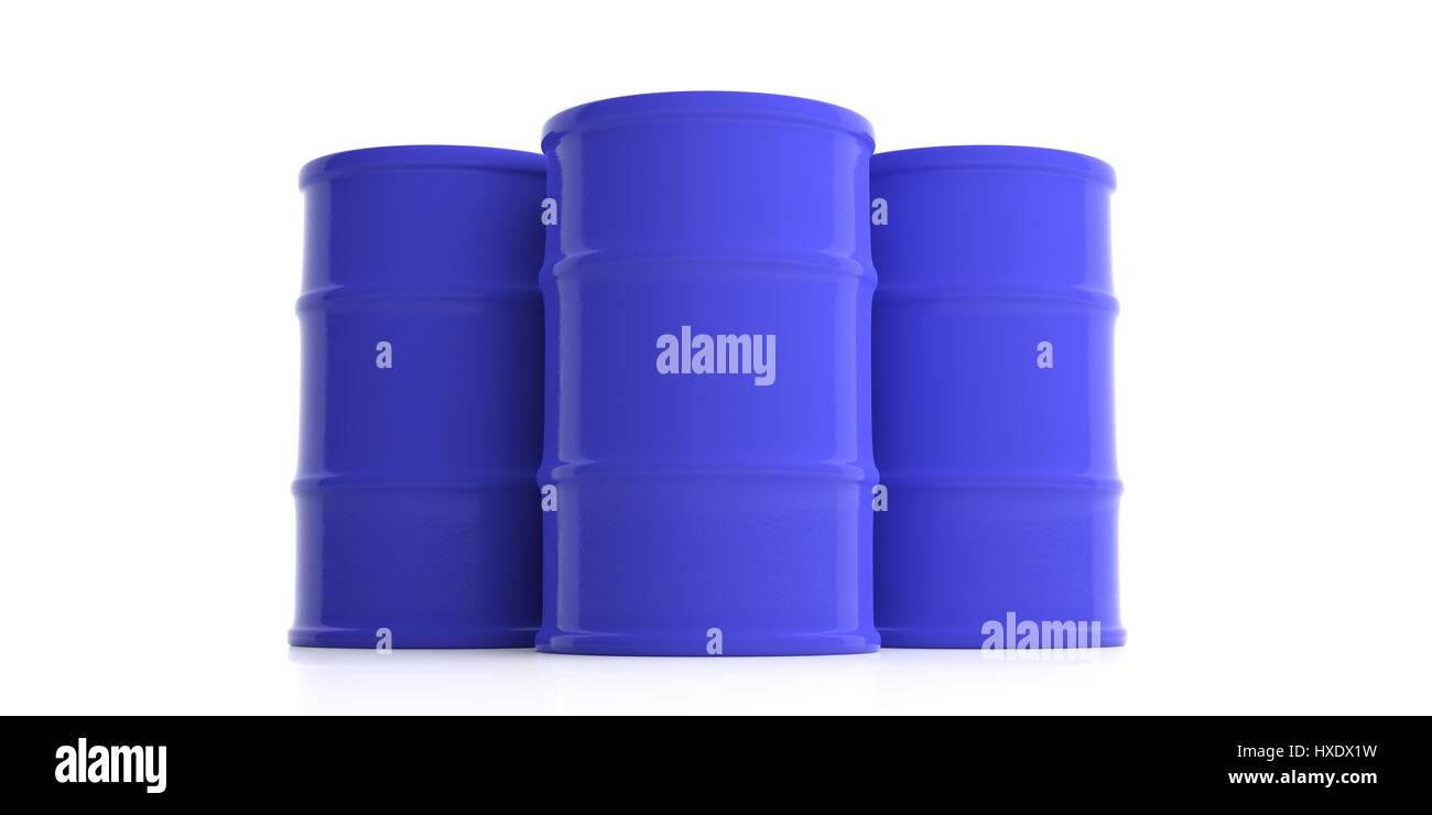 Blue oil barrels isolated on white background. 3d illustration Stock ...