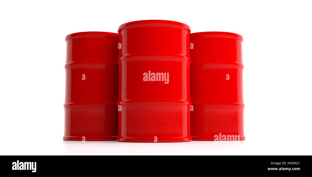 Red oil barrels isolated on white background. 3d illustration Stock ...