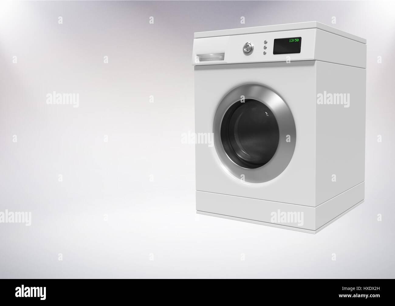 Digital composite of Washing machine against grey background Stock ...