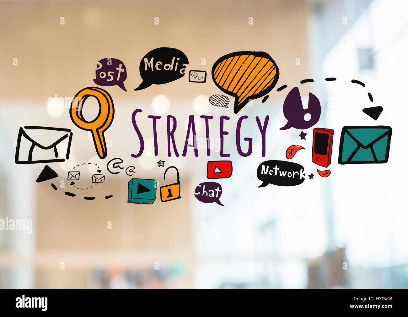 Digital composite of Strategy text with drawings graphics Stock Photo ...