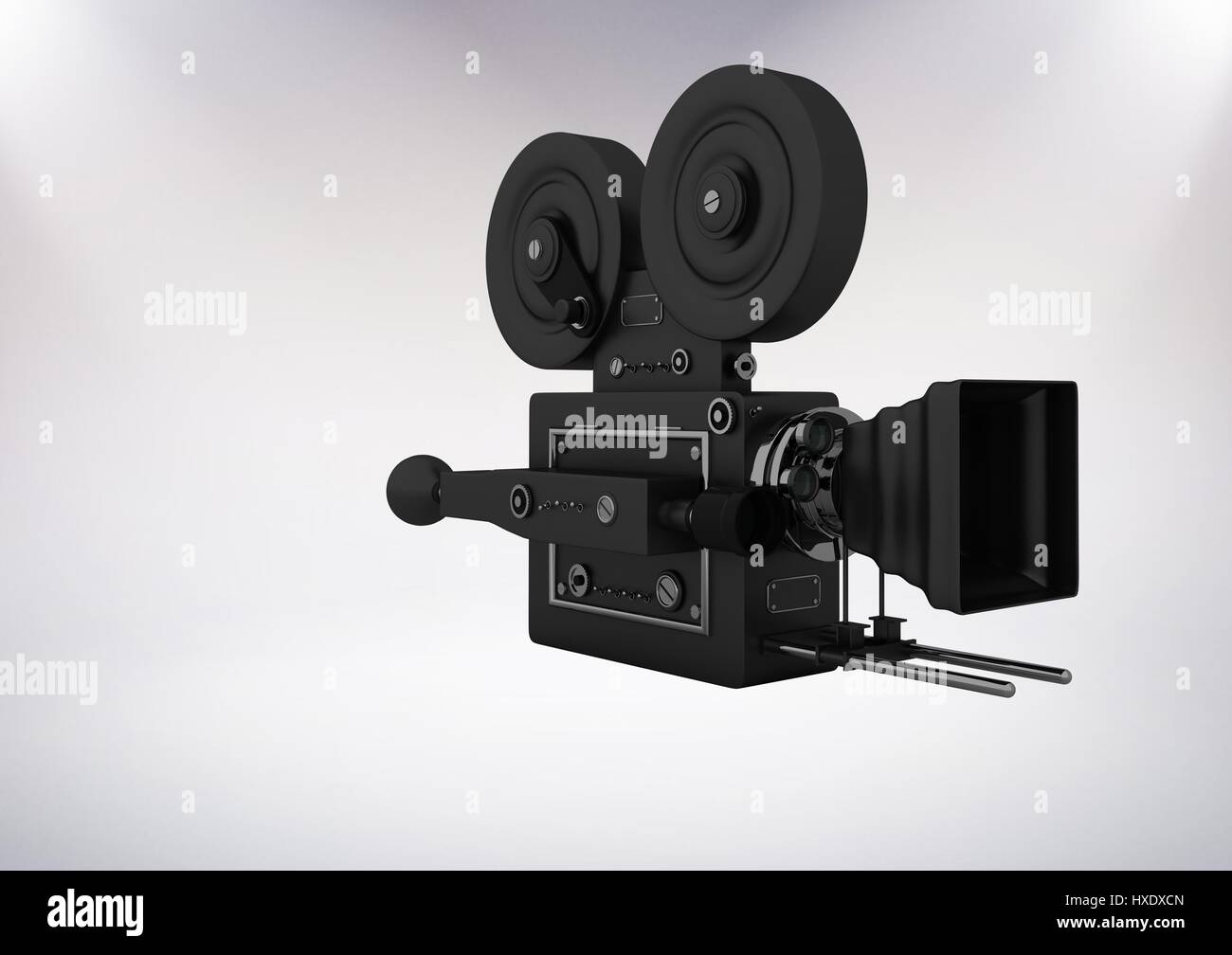 Digital composite of 3D Film Camera against grey background Stock Photo ...