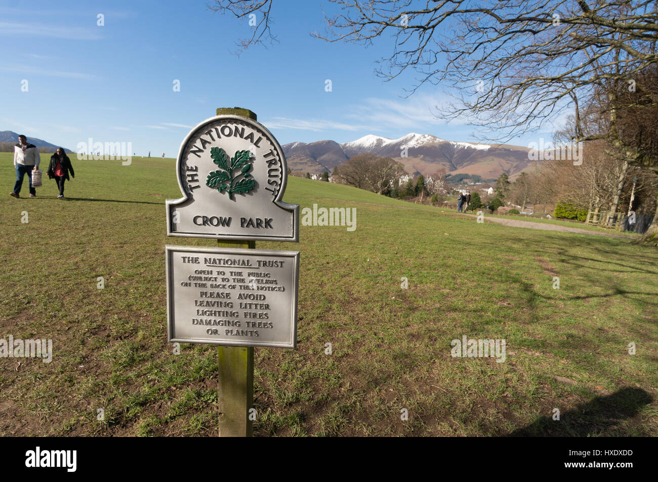 National Trust sign Crow park, Keswick, Cumbria, England, UK Stock ...