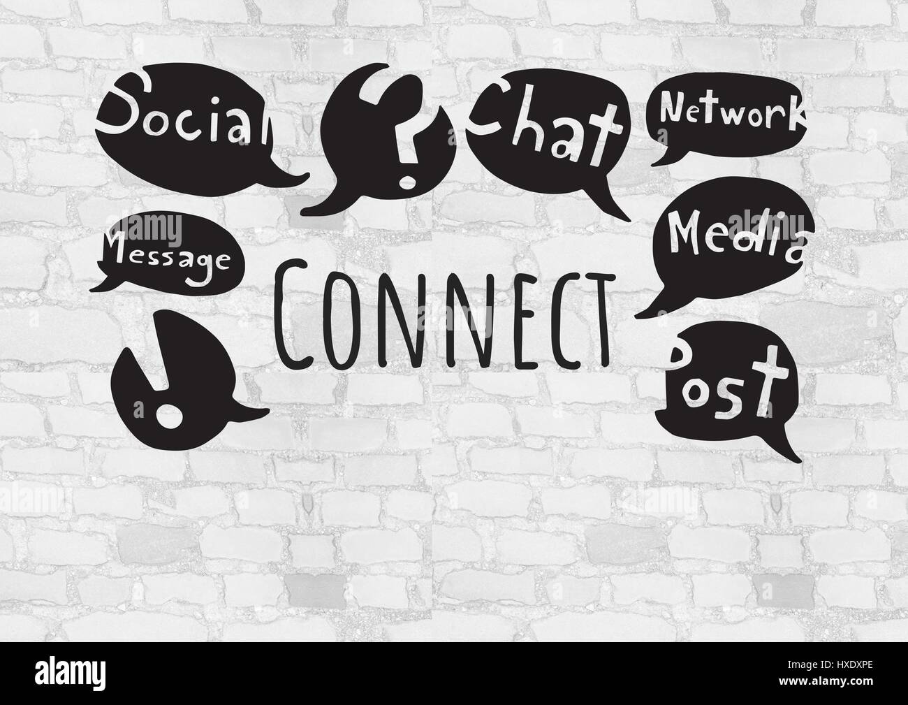Digital composite of Connect text with social media drawings graphics ...