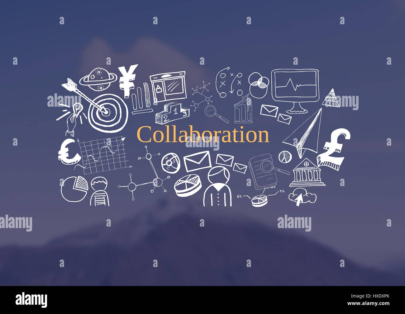 Digital composite of Collaboration text with drawings graphics Stock ...