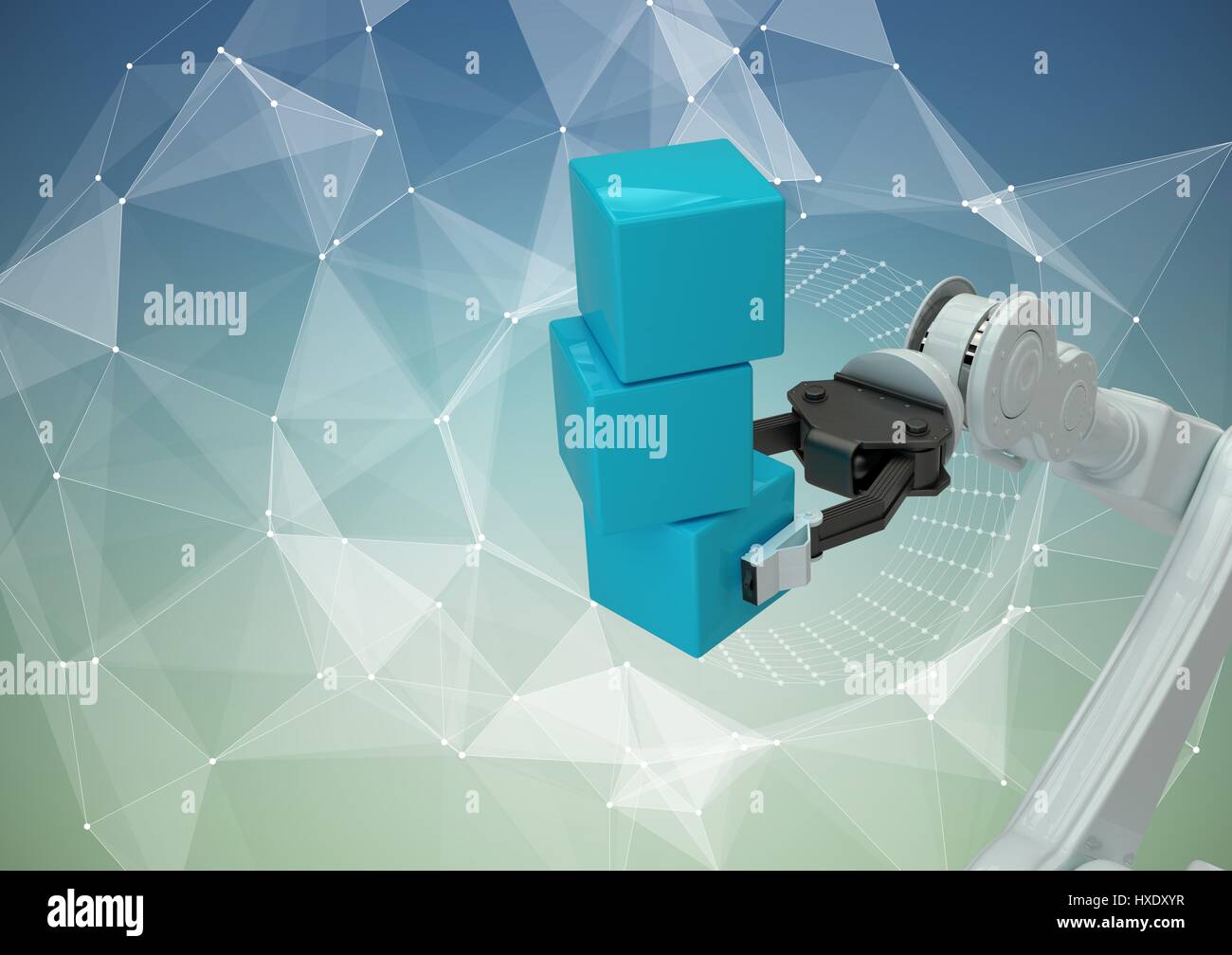 Digital composite of White claw with blue boxes against white vector ...