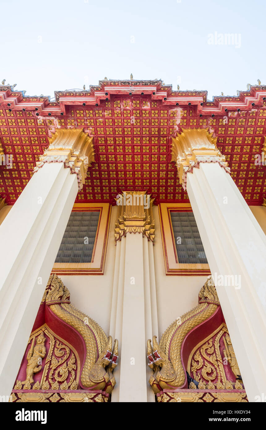 Double large pillar in the traditional Thai style of the Thai church ...