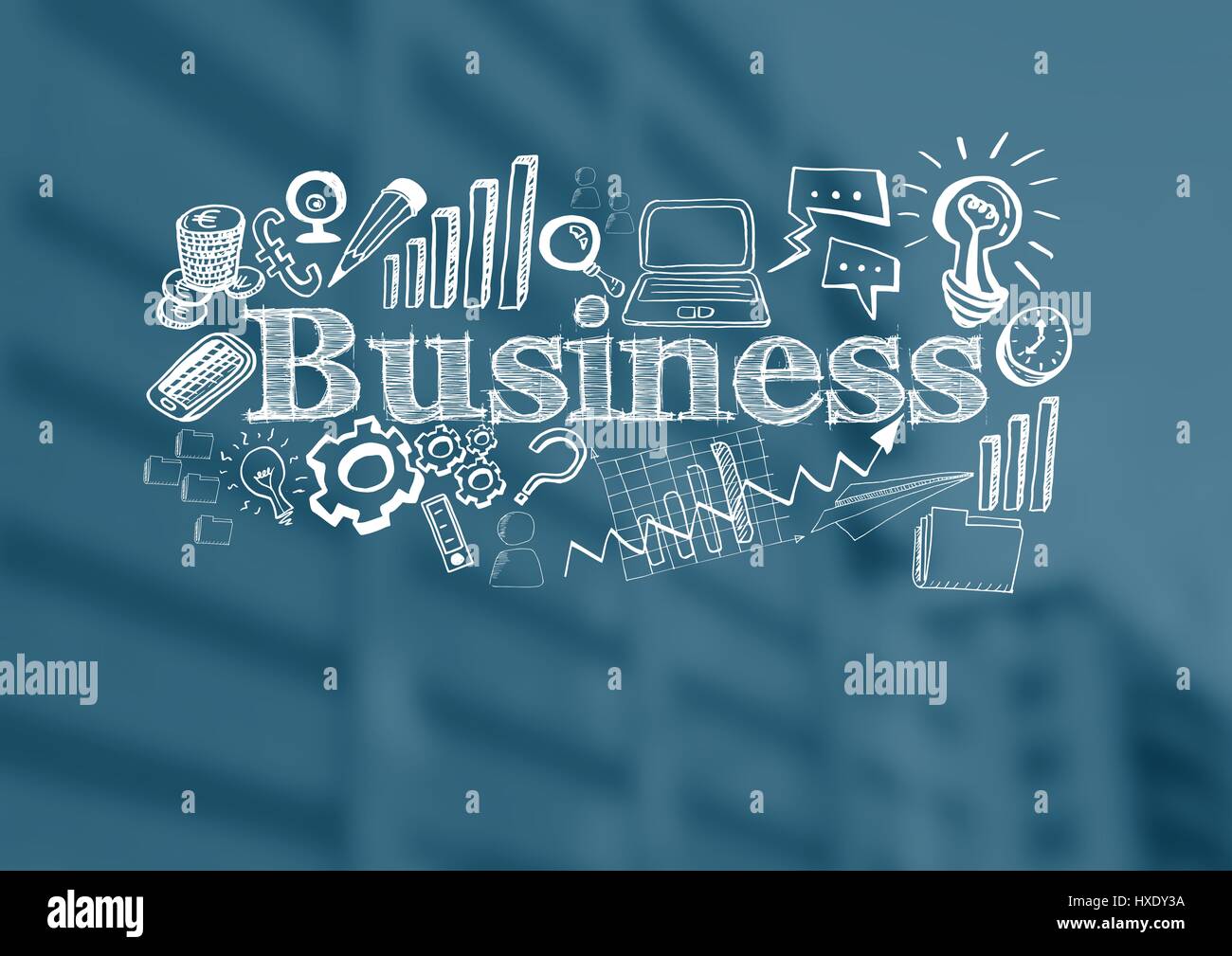 Digital composite of Business text with drawings graphics Stock Photo ...