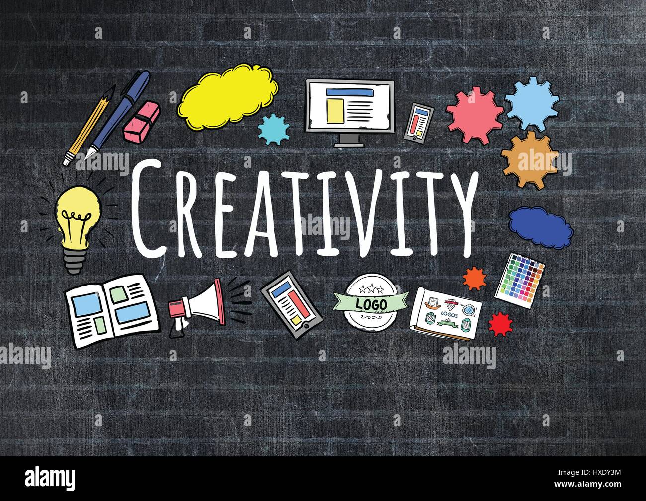 Digital composite of Creativity text with drawings graphics Stock Photo ...