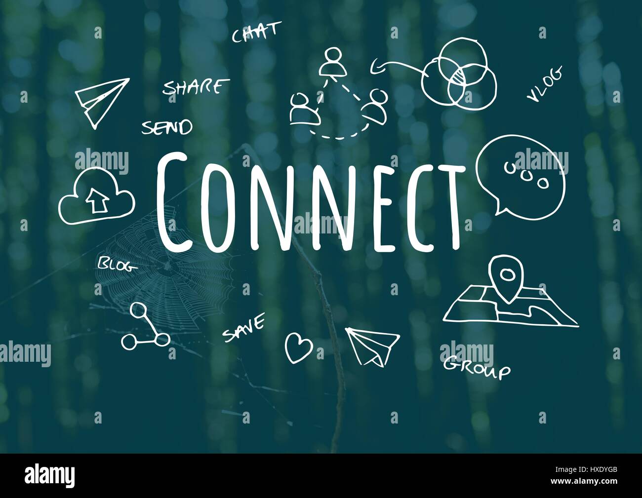 Digital composite of Connect text with drawings graphics Stock Photo ...