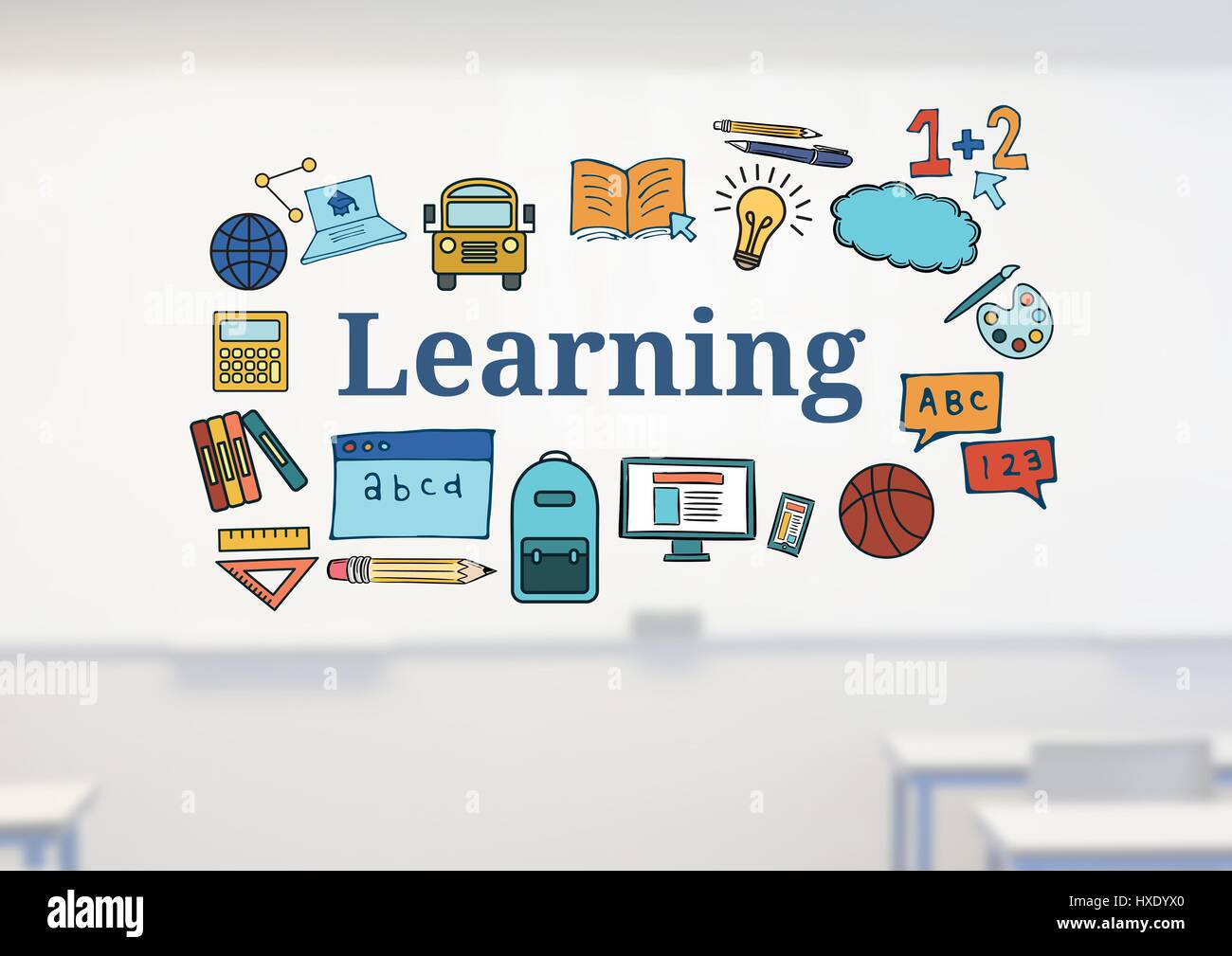 Digital composite of Learning text with drawings graphics Stock Photo ...