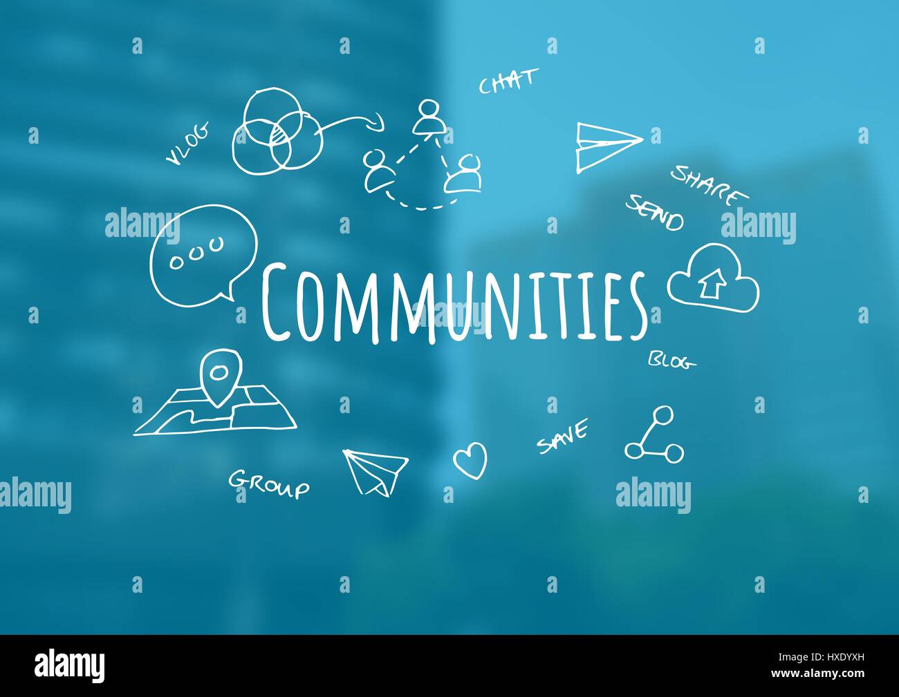 Digital composite of Communities text with drawings graphics Stock ...