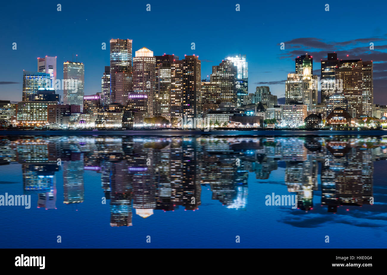 Boston skyline harbor dusk hi-res stock photography and images - Alamy