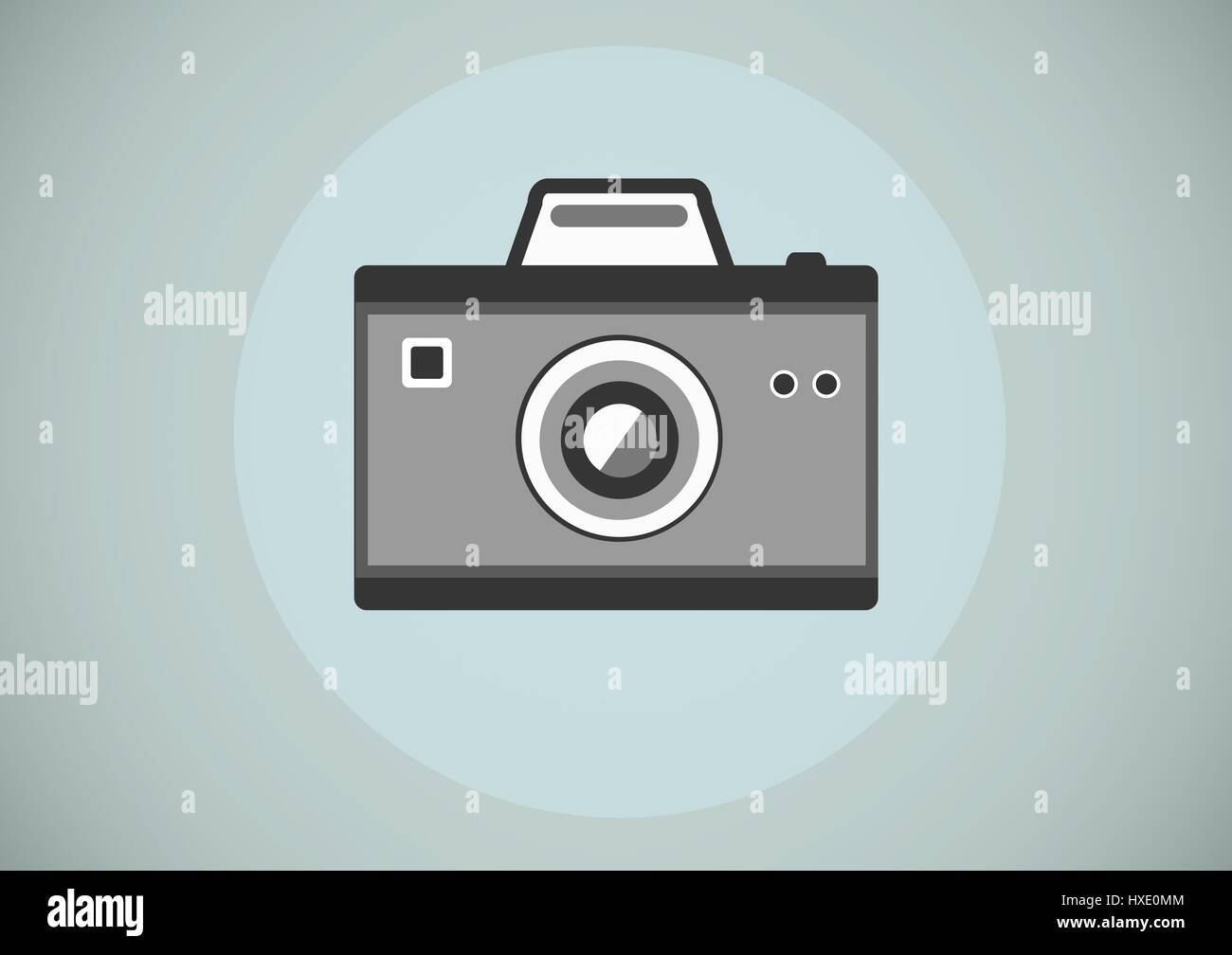 Digital composite of grey camera illustration icon in circle against ...