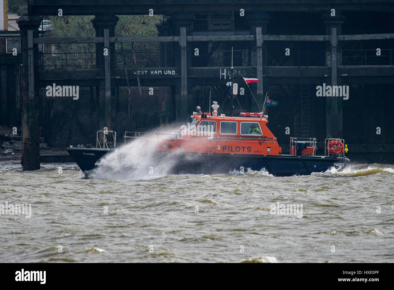 PLA Pilot Boat Cutter Patrol Pilotage Steaming Downriver River Thames ...