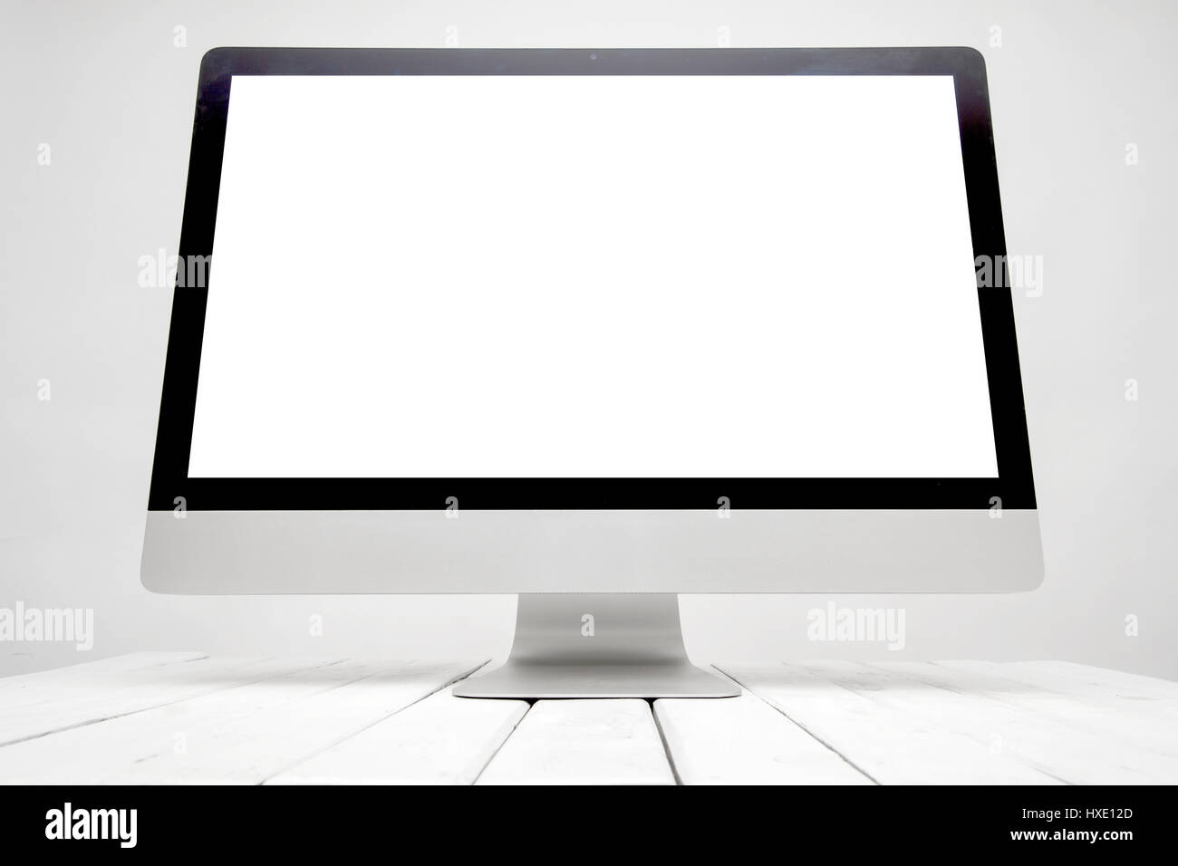 Computer monitors with blank white screen Isolated on white background ...