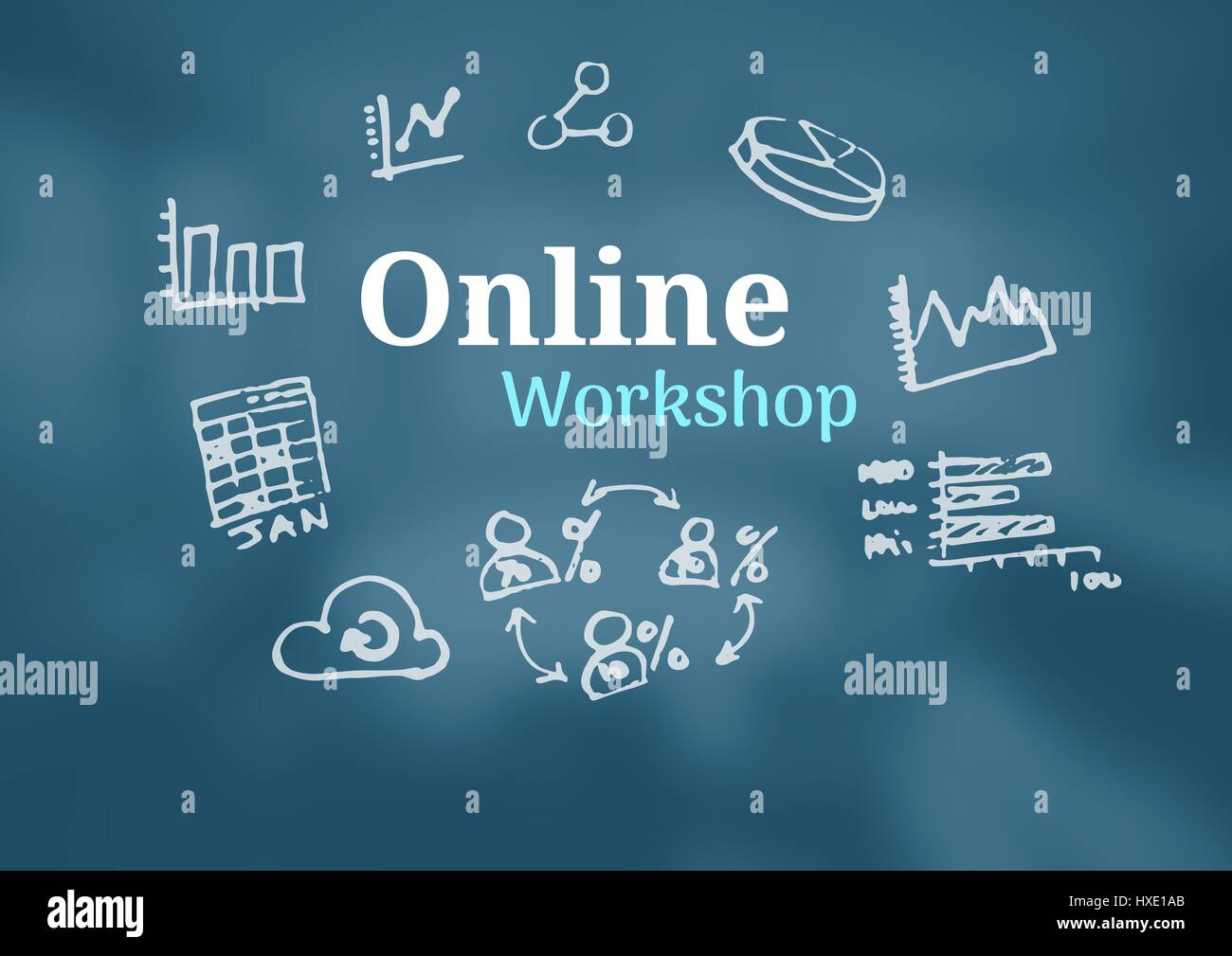 Digital composite of Online Workshop text with drawings graphics Stock ...