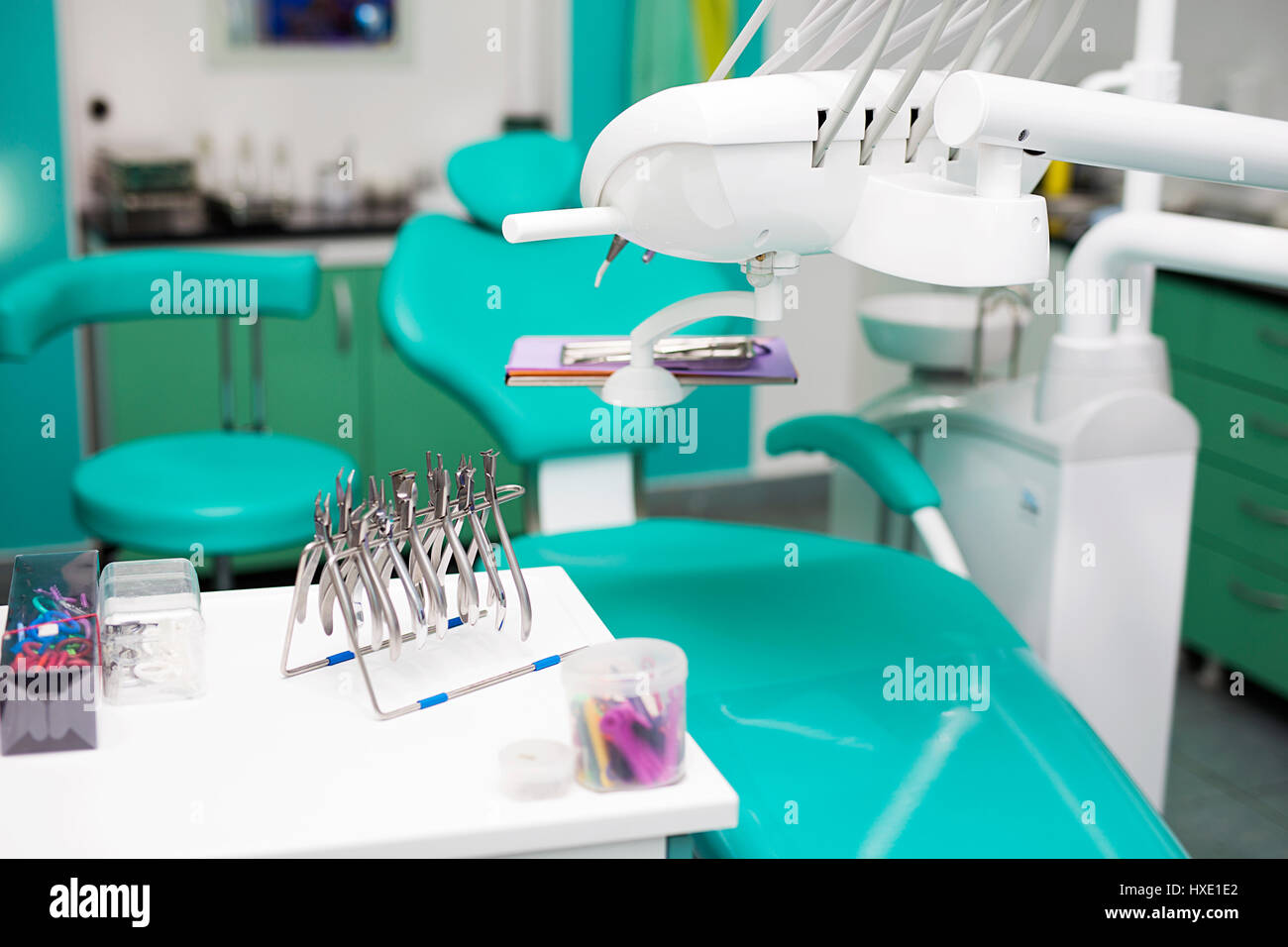 Close up view at set of dentist tools in modern dental office Stock ...