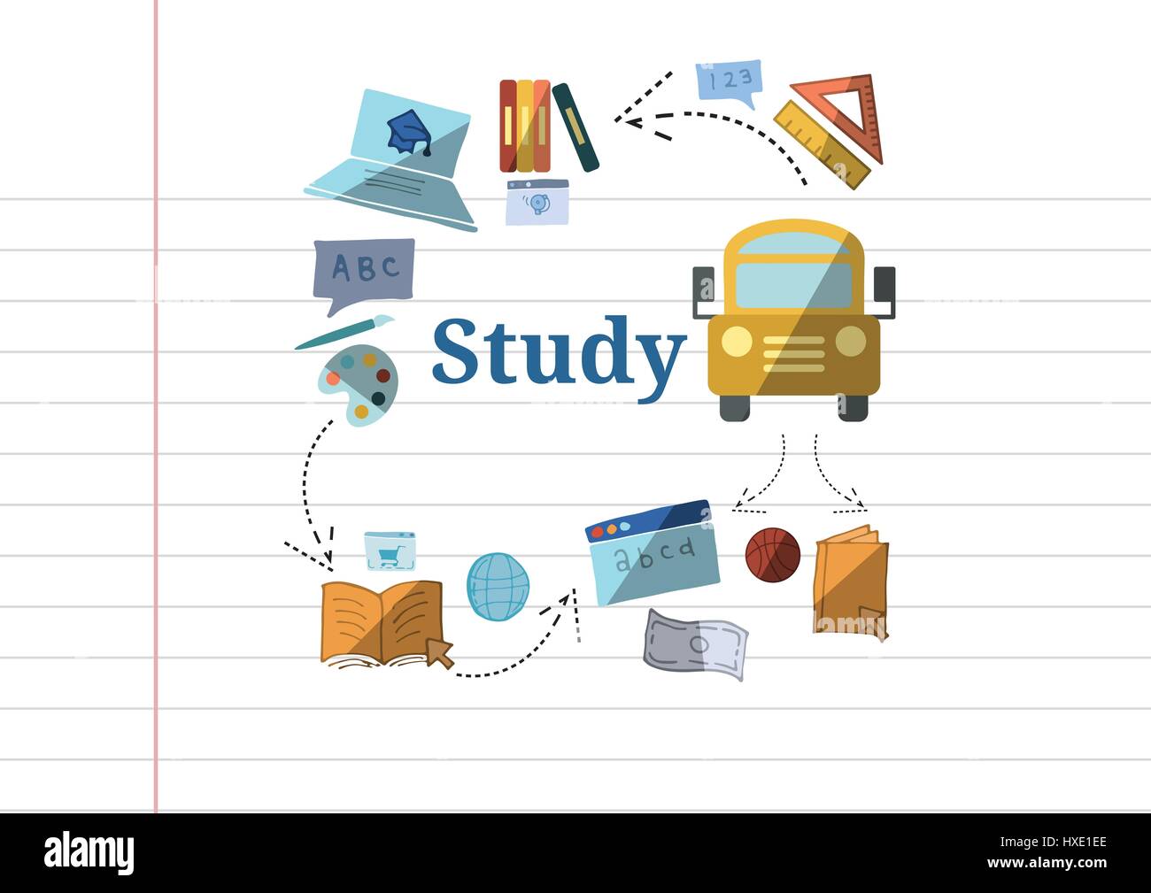 Digital composite of Study text with education drawings graphics Stock ...