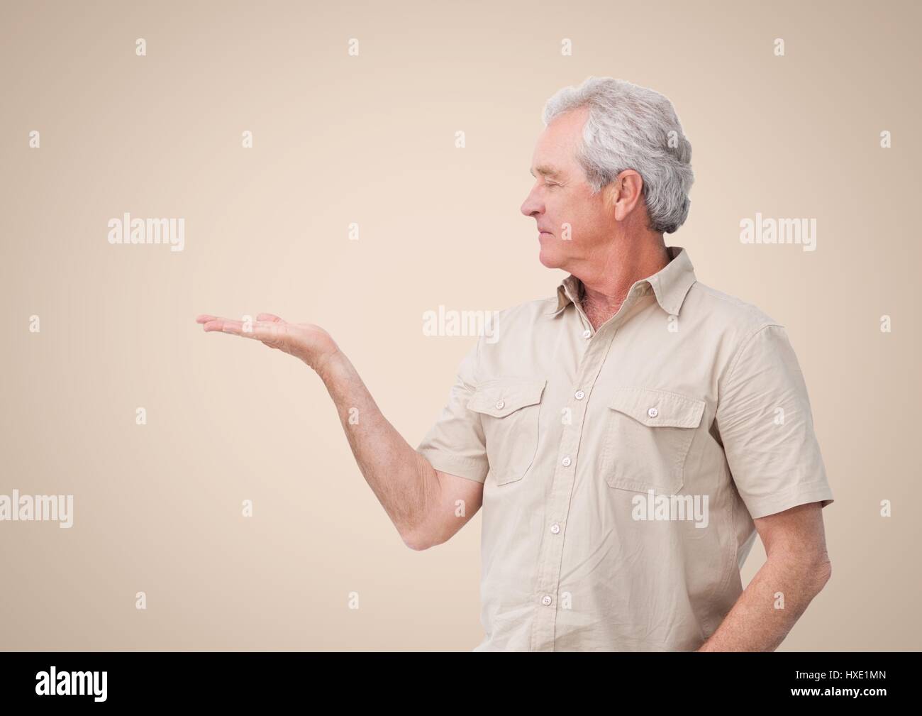 Digital composite of Man with open palm hands Stock Photo - Alamy