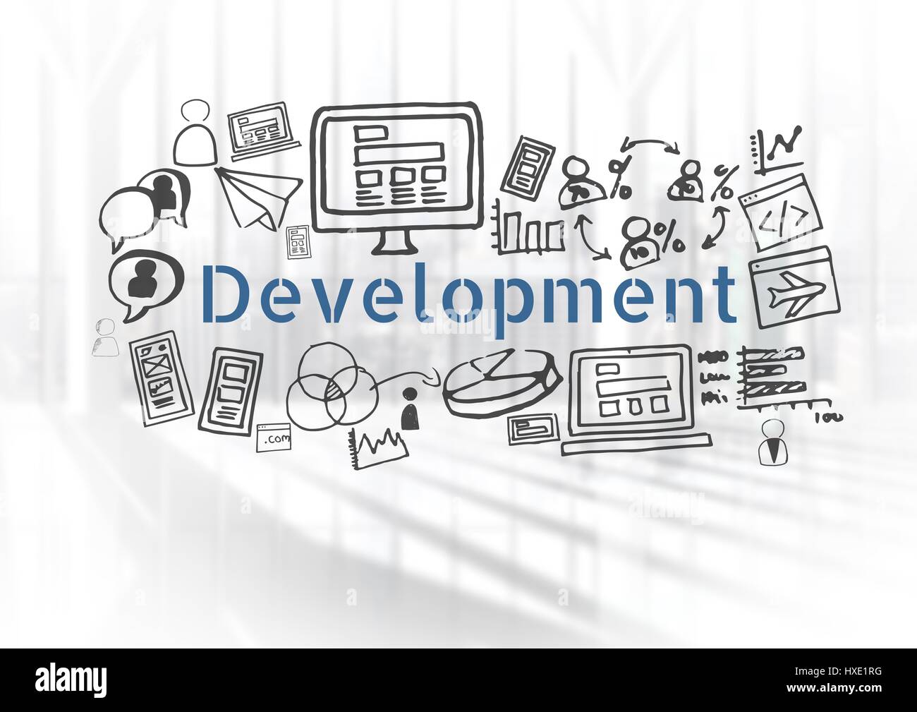 Digital composite of Development text with drawings graphics Stock ...