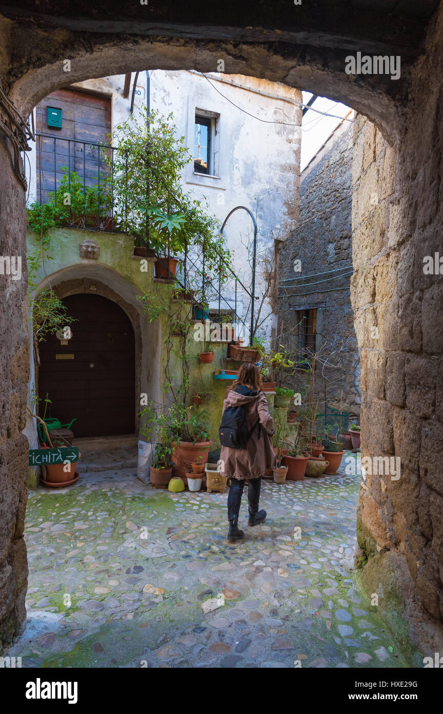 Calcata (Viterbo, Italy) - The old town of Calcata, perched on a ...