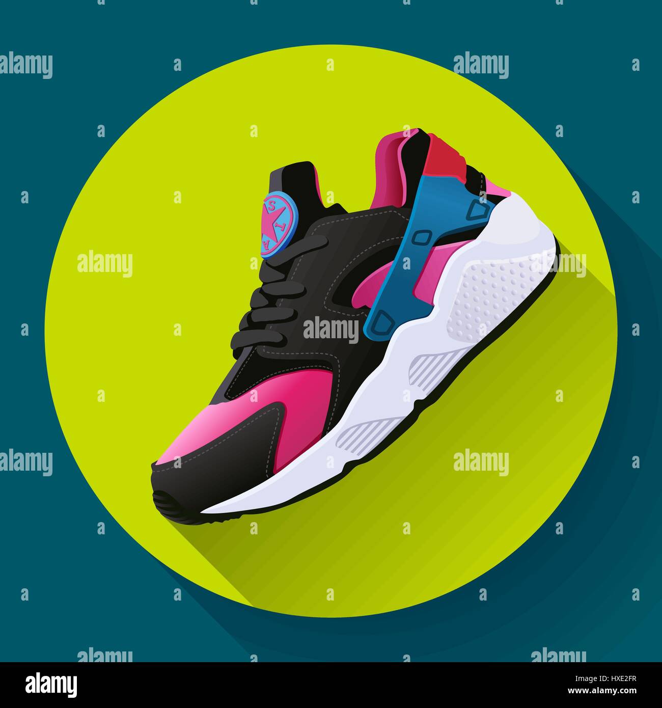 fitness sneakers shoes for training running shoe flat design with long ...