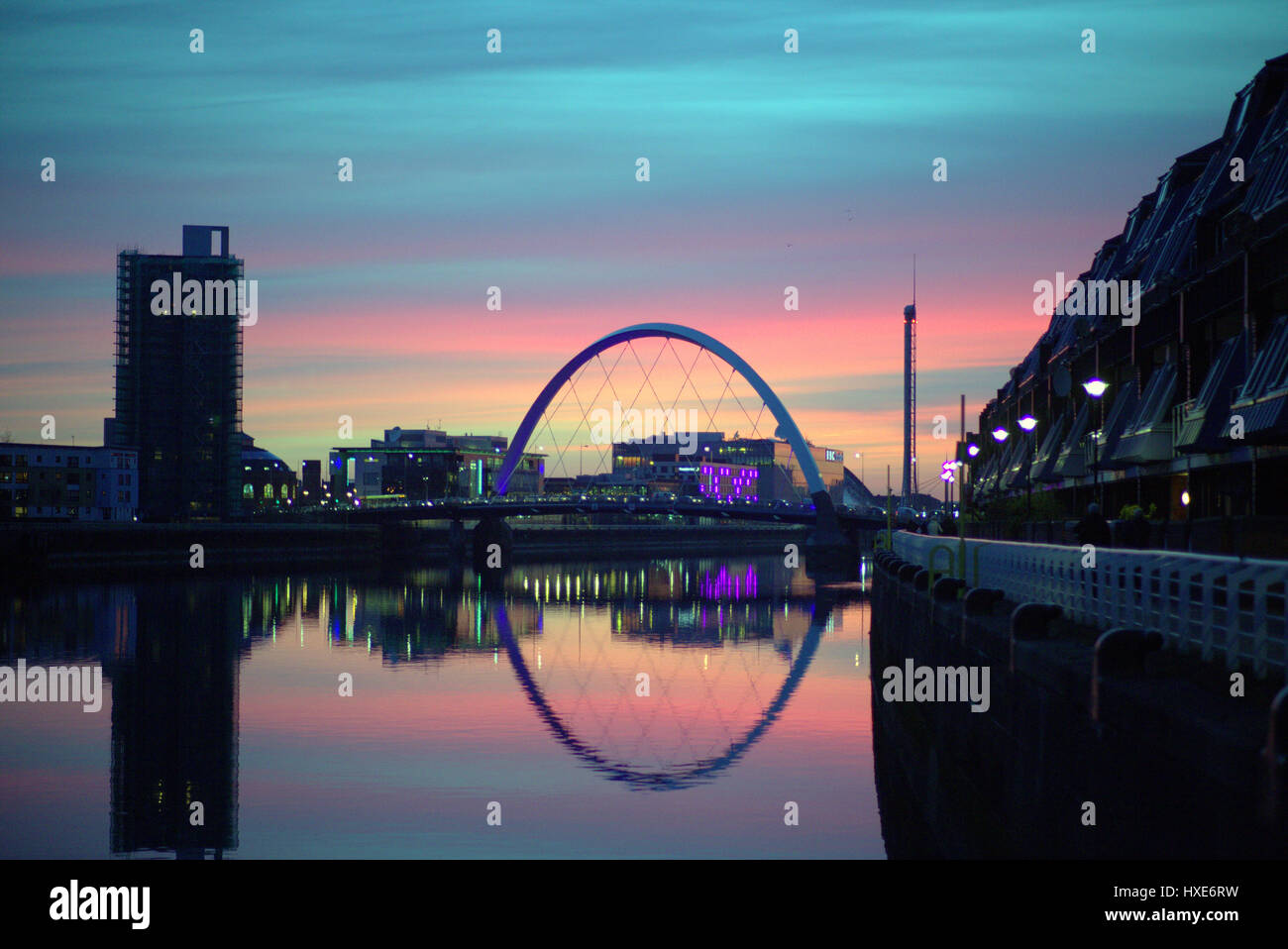 squinty bridge Clyde view at night cityscape Stock Photo - Alamy
