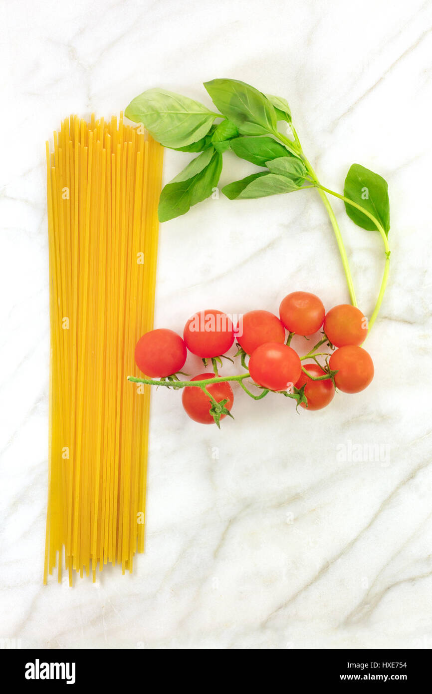 Letter P for pasta, formed by spaghetti and vegetables Stock Photo - Alamy