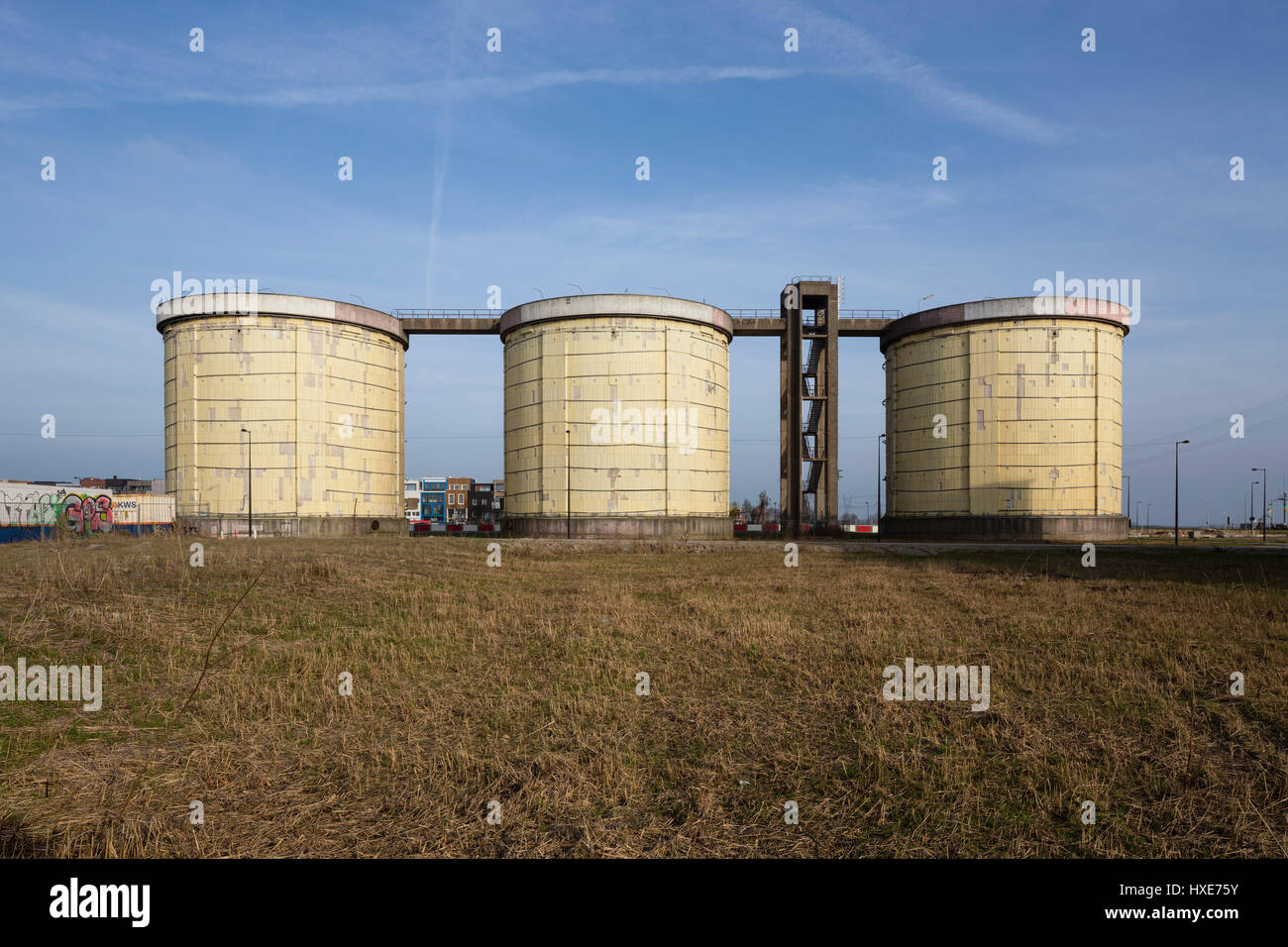 Former sewage treatment plant silos. Zeeburgeiland, Amsterdam. Zelfbouw ...