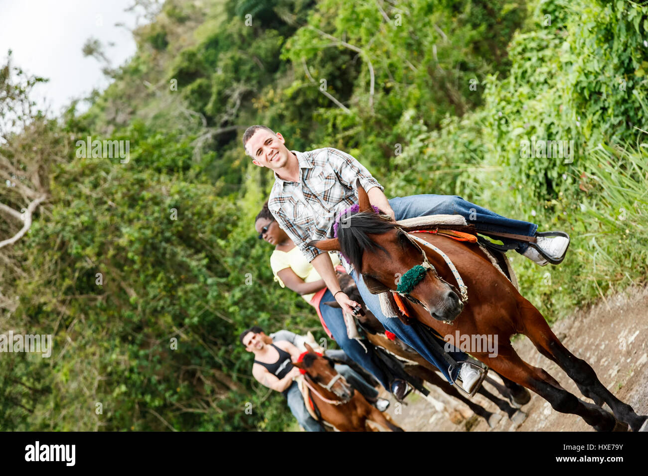 Horseback riding in the countryside, Hacienda Carabali, Rio Grande ...