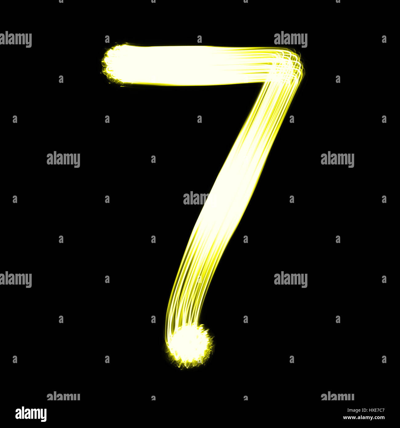 7 - Created by light digits over black background Stock Photo - Alamy
