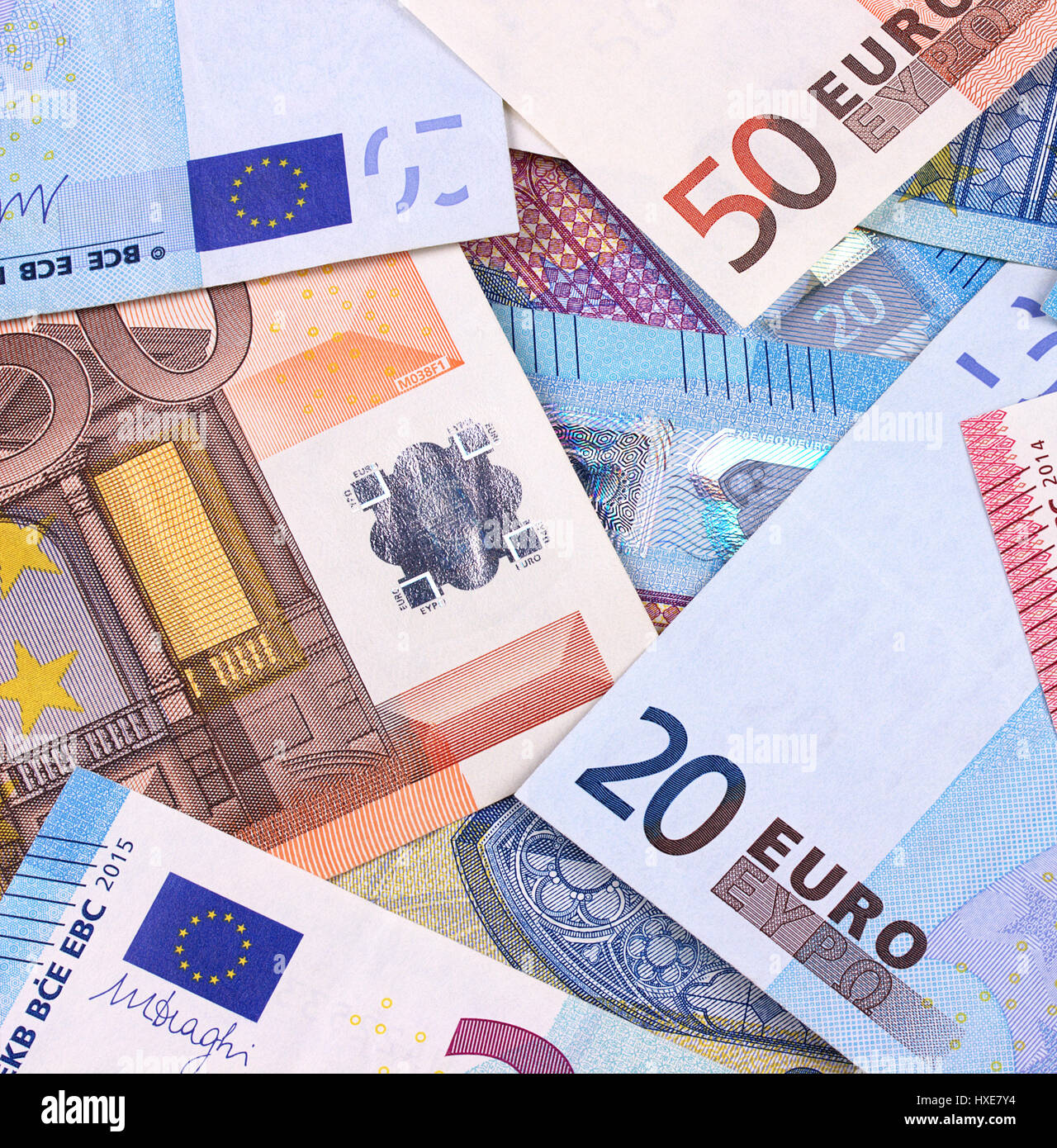 Euro Money Banknotes Different denominations abstract background Stock ...