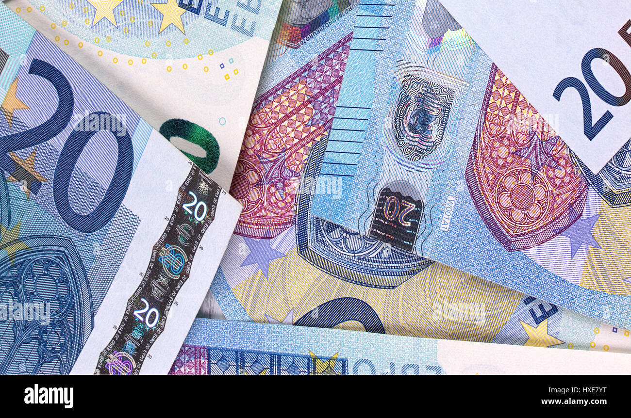 Euro Money Banknotes Different denominations abstract background Stock ...