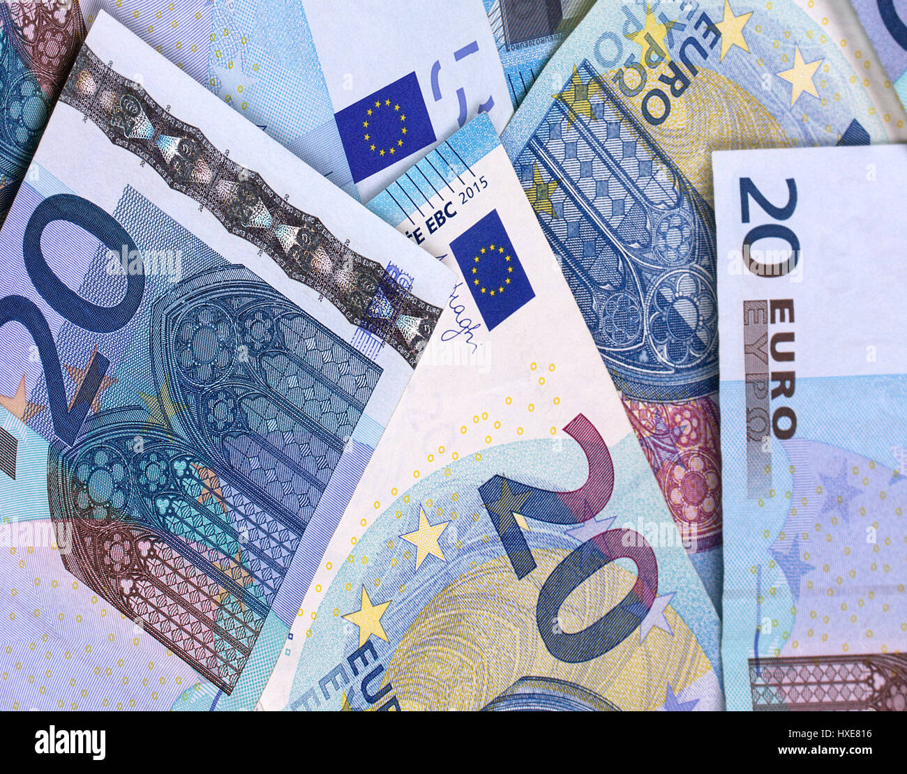 Euro Money Banknotes Different denominations abstract background Stock ...