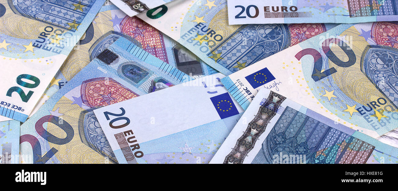 Euro Money Banknotes Different denominations abstract background Stock ...