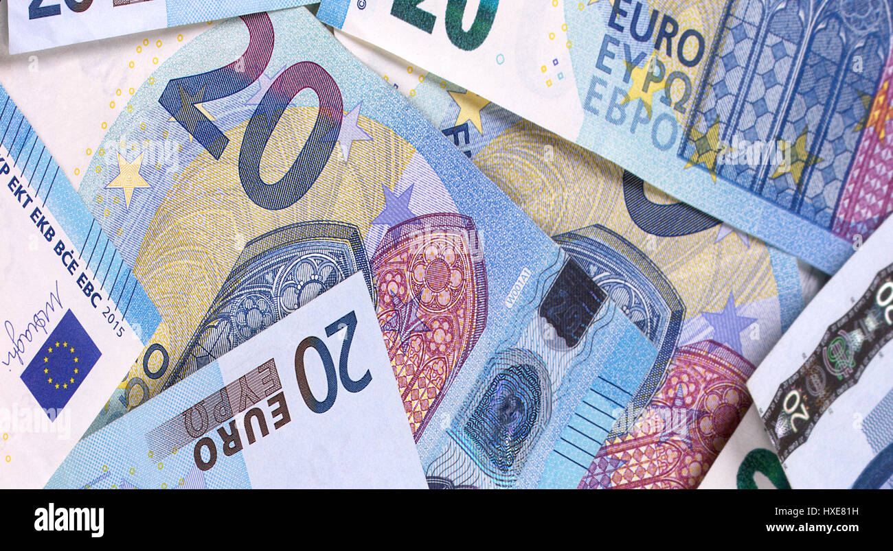 Euro Money Banknotes Different denominations abstract background Stock ...