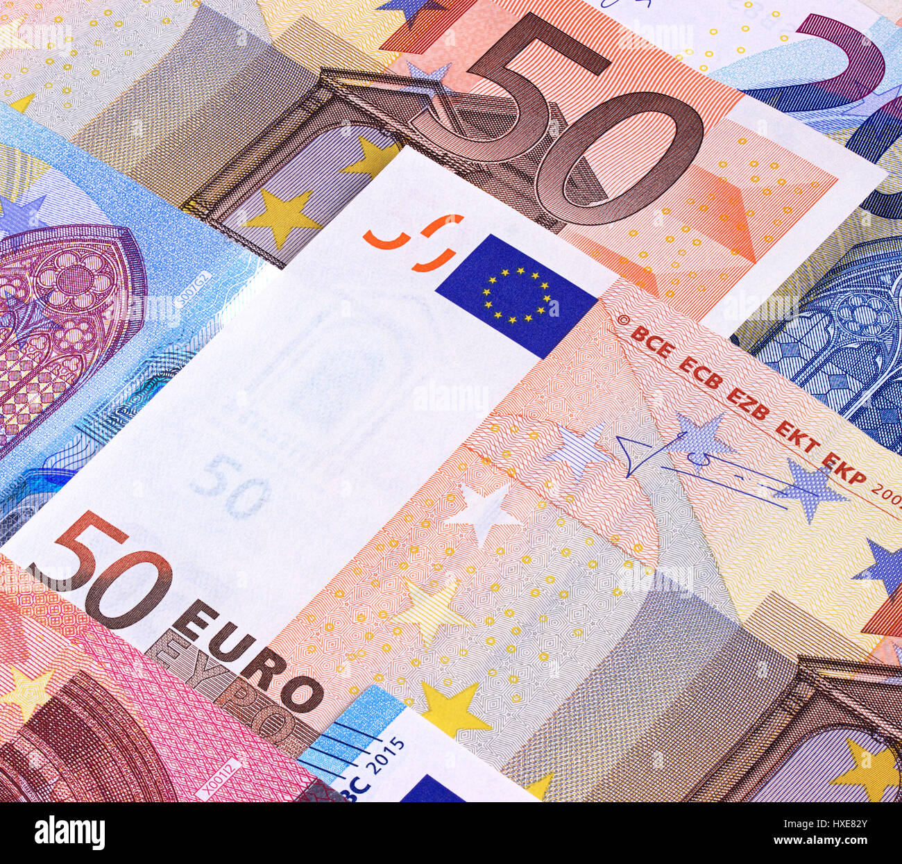 Euro Money Banknotes Different denominations abstract background Stock ...