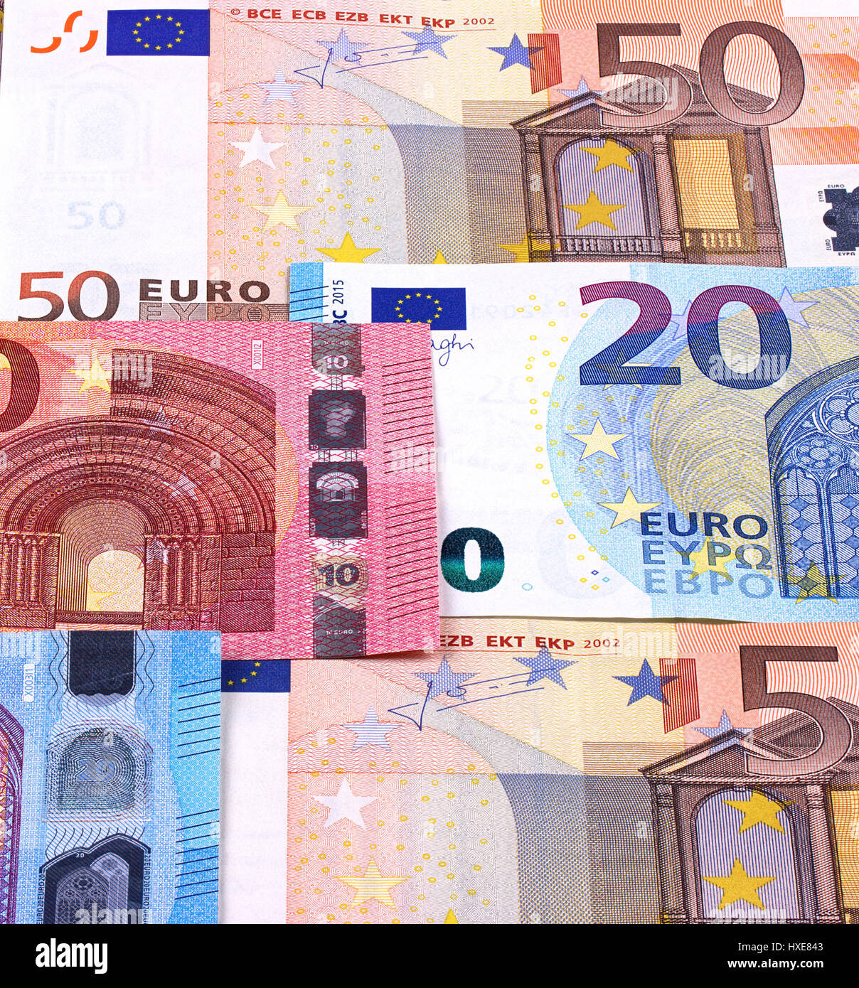 Euro Money Banknotes Different denominations abstract background Stock ...