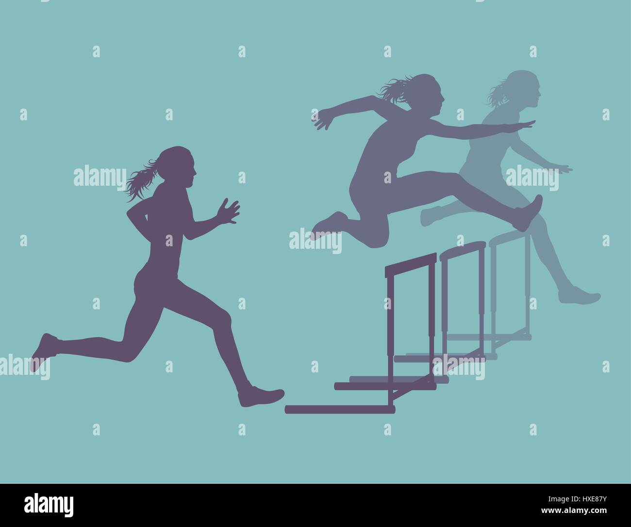 Hurdle race woman jumping over obstacle vector background Stock Vector ...