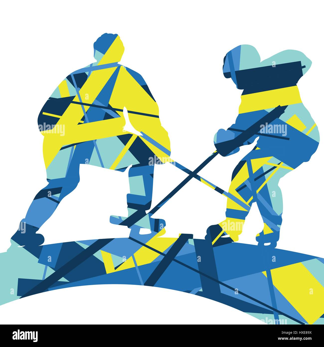 Hockey player sport silhouettes mosaic abstract background illustration ...