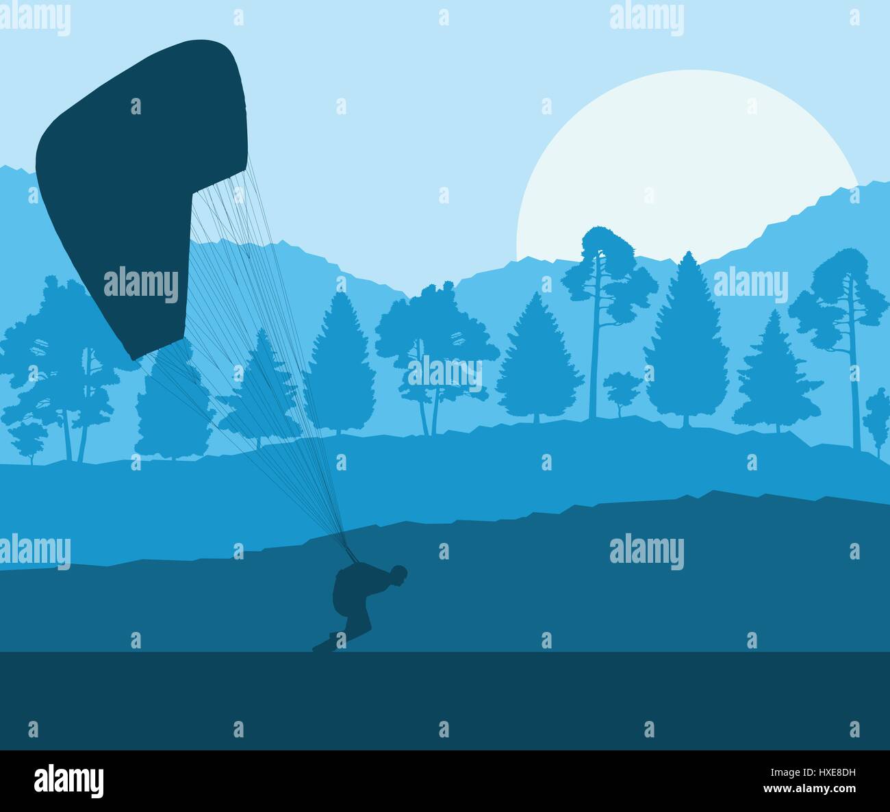 Paragliding jump landscape vector background Stock Vector Image & Art ...