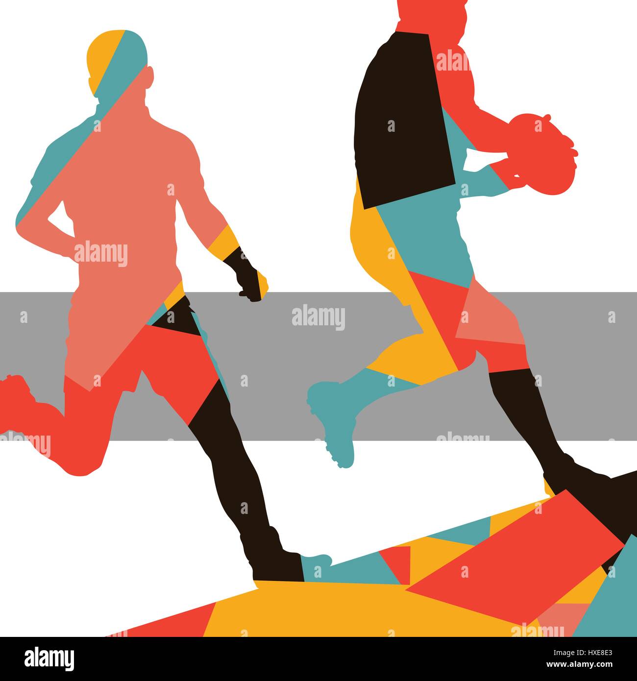 Rugby player active young man sport silhouette abstract background ...