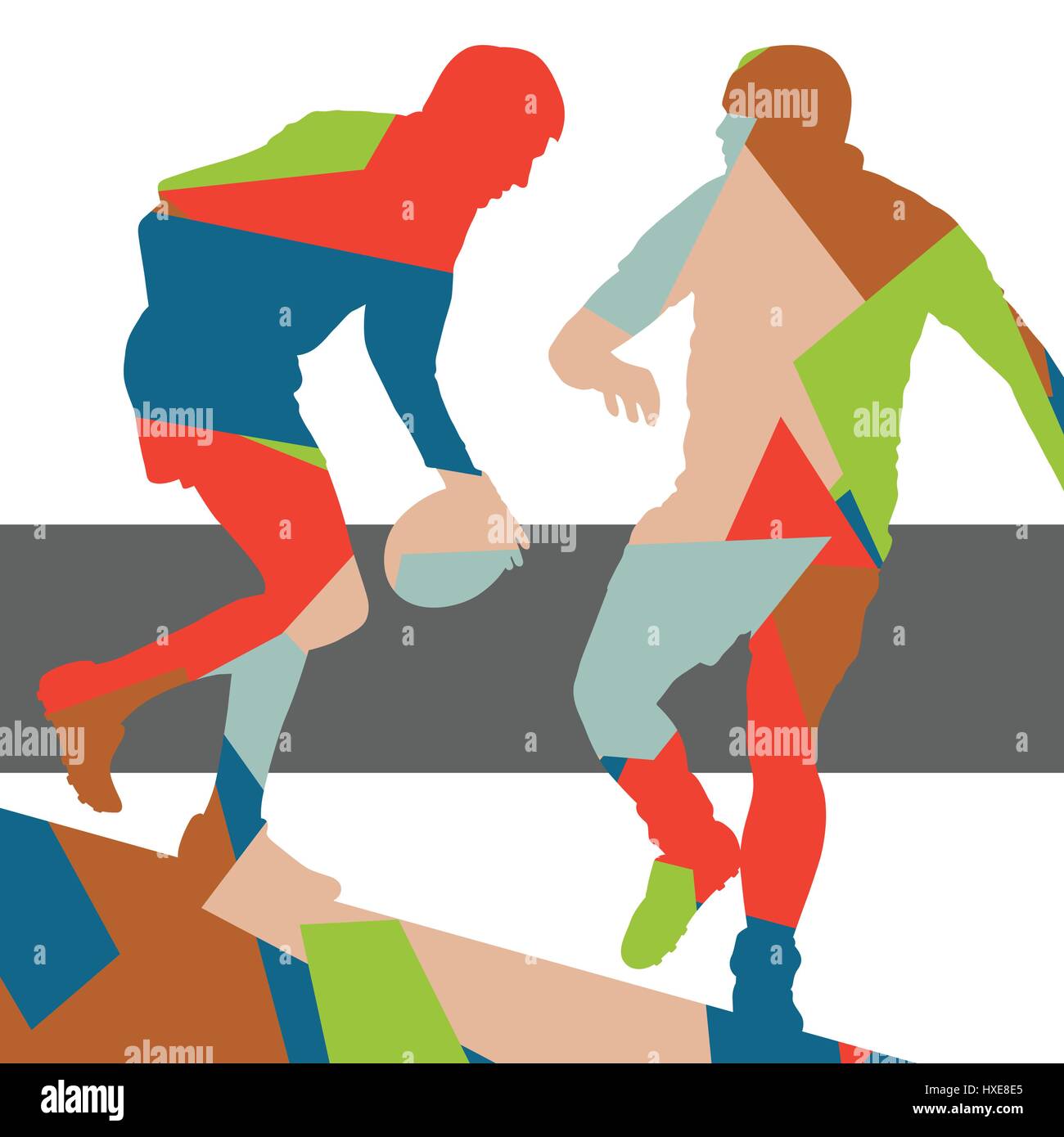 Rugby player active young man sport silhouette abstract background ...