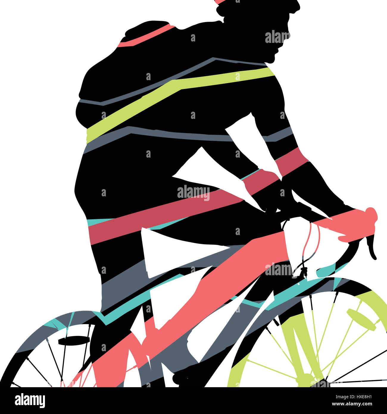 Sport road bike riders bicycle silhouette in abstract mosaic background ...