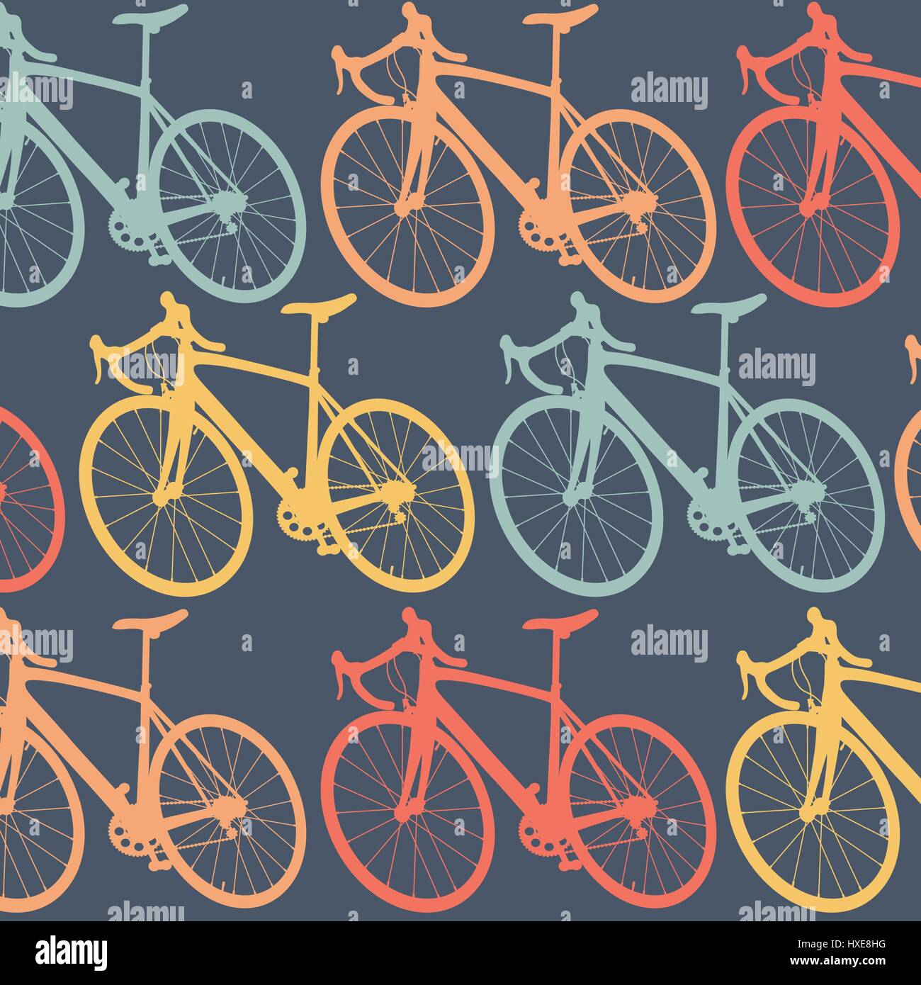 Hipster bicycle vector background texture with retro colors Stock ...
